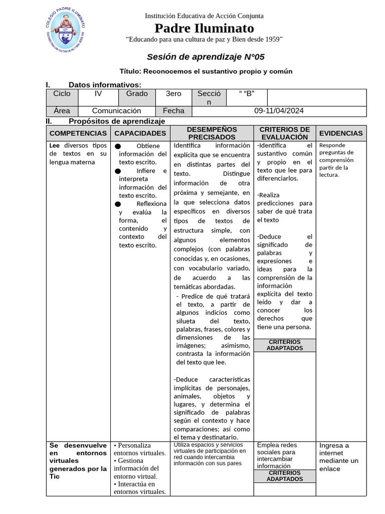 Identificación de Sustantivos Comunes y Propios | PDF | Aprendizaje ...