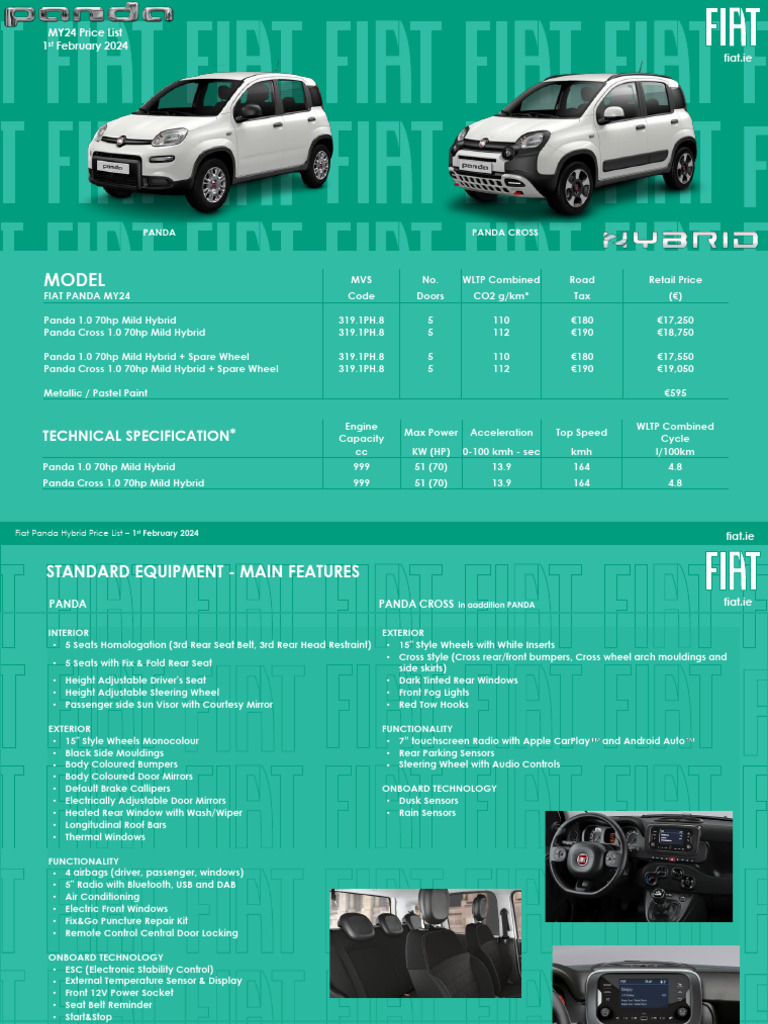 Fiat Panda Hybrid Price List 2024 | PDF | Land Vehicles | Front Wheel ...