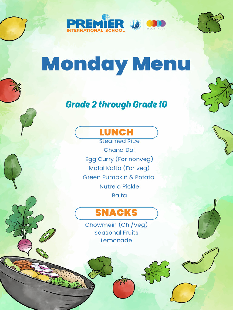 School Menu for Grades 2-10 | PDF