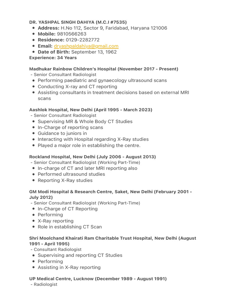 Dr. Yashpal Singh Dahiya (m.c.i #7535) | PDF