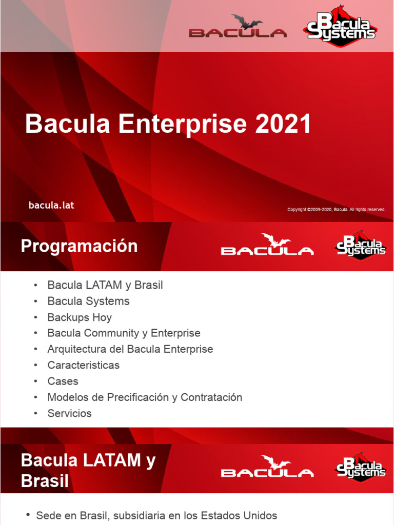 2021 Bacula Enterprise Presentacion Spanish | PDF | Apoyo | Computación ...