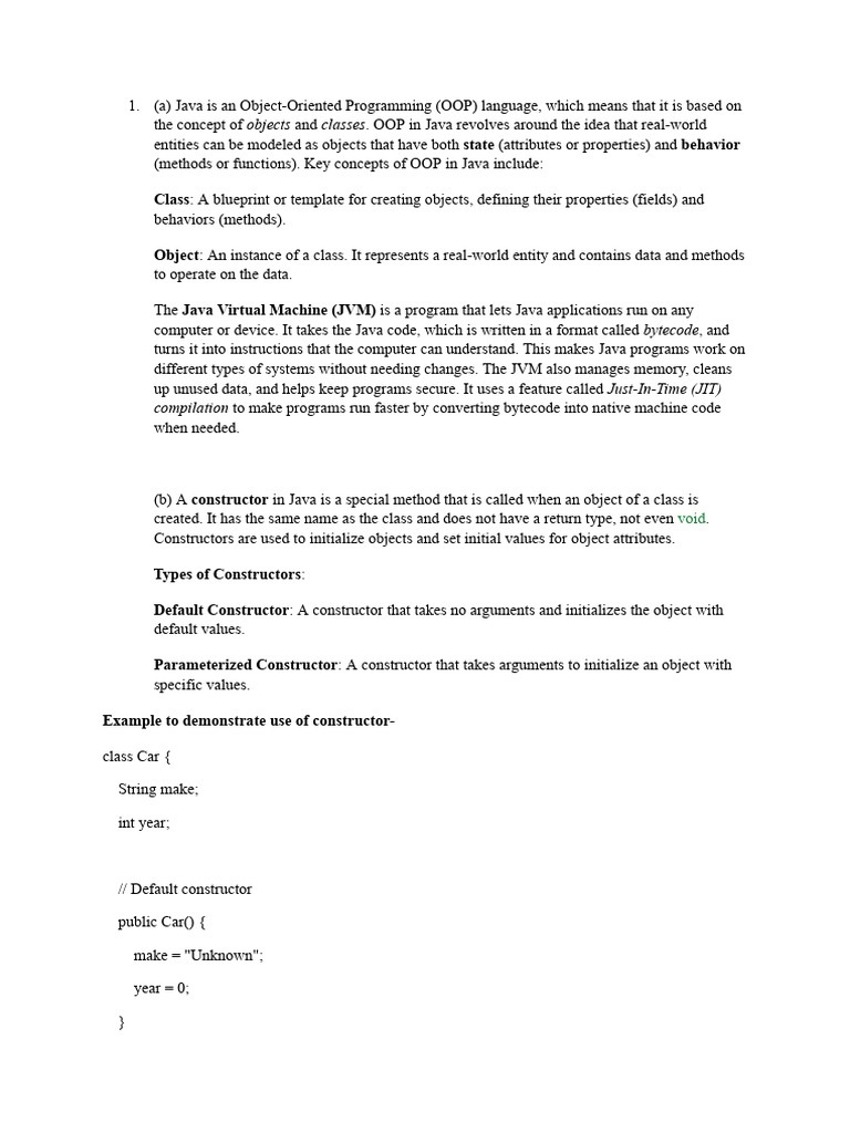 Answers 1 To 7 For QP1 Set 3 | PDF | Method (Computer Programming) | Inheritance (Object ...