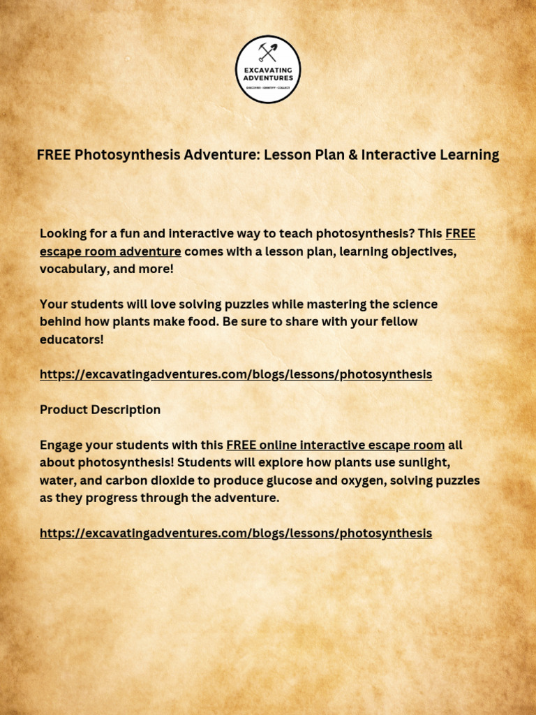 Photosynthesis Escape Room Guide | PDF