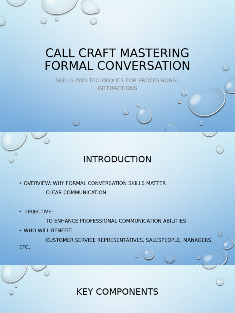 Mastering Formal Conversation Skills | PDF