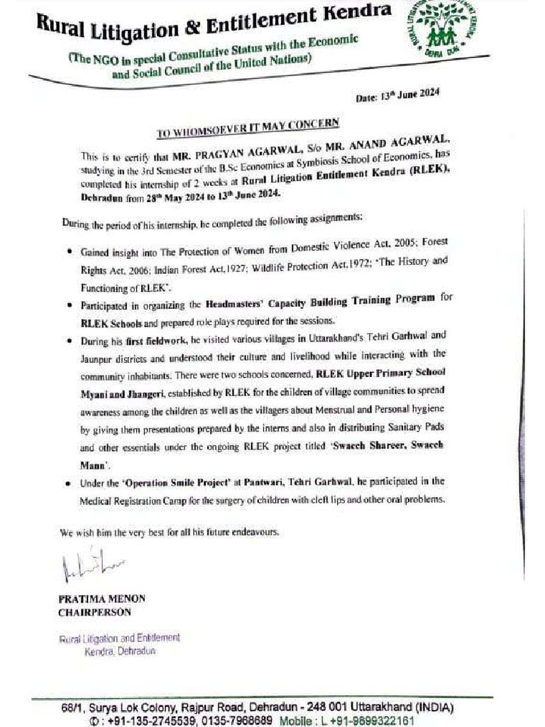 RLEK Certificate | PDF