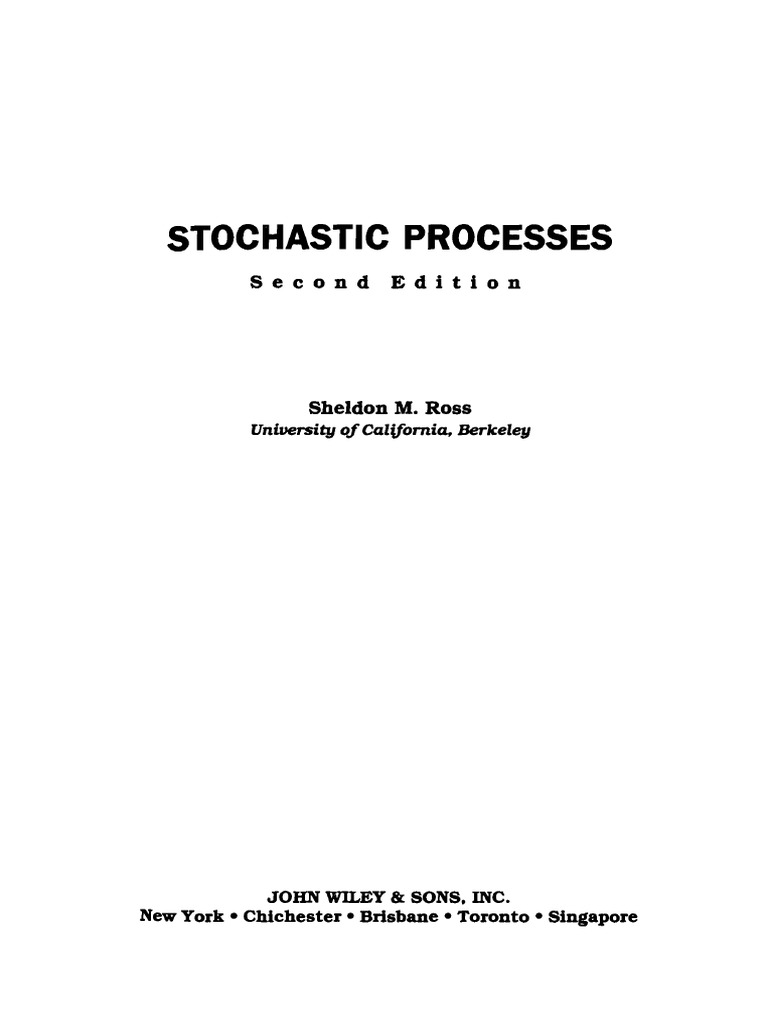Stochastic Processes by Sheldon M. Ross | PDF