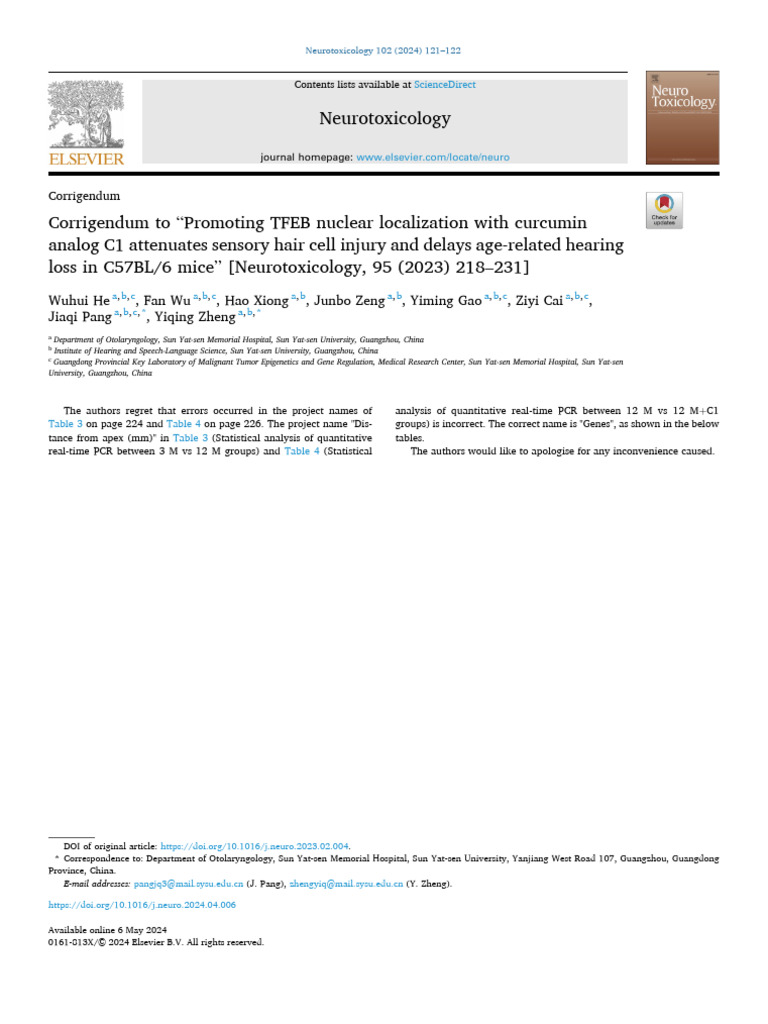 Corrigendum to Promoting TFEB Nuclear Localization With Curcumin 2024 ...