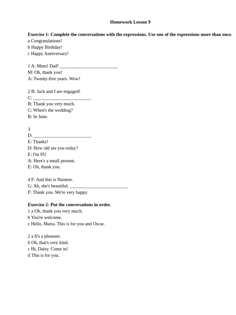 Homework Lesson 9 | PDF