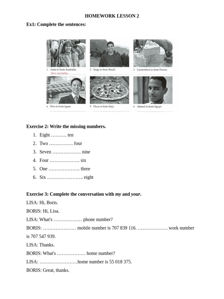 Homework Lesson 2 | PDF