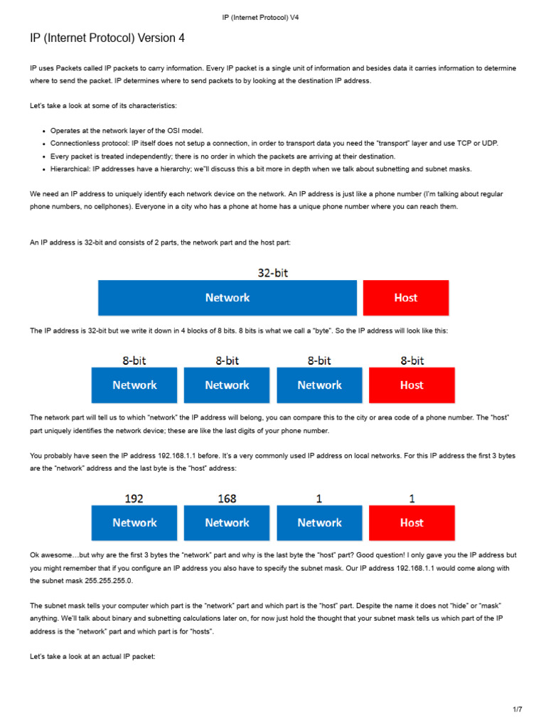 Chap 2 - IP (Internet Protocol) V4 | PDF | Internet Protocols | Ip Address