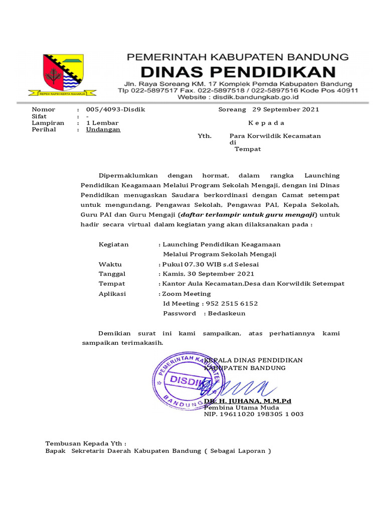 Undangan Launching Sekolah Mengaji (Virtual) | PDF