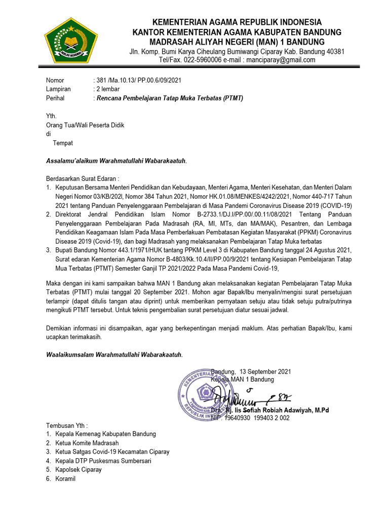 Surat Pemberitahuan - PTMT | PDF