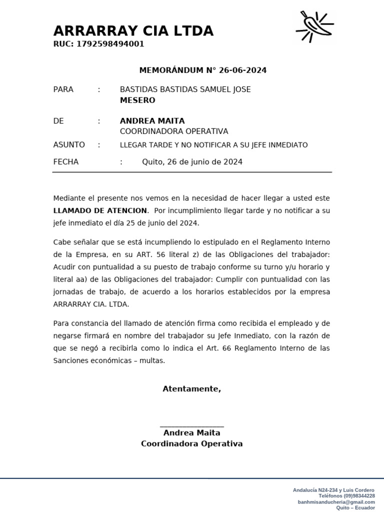 Ejemplo Memo | PDF
