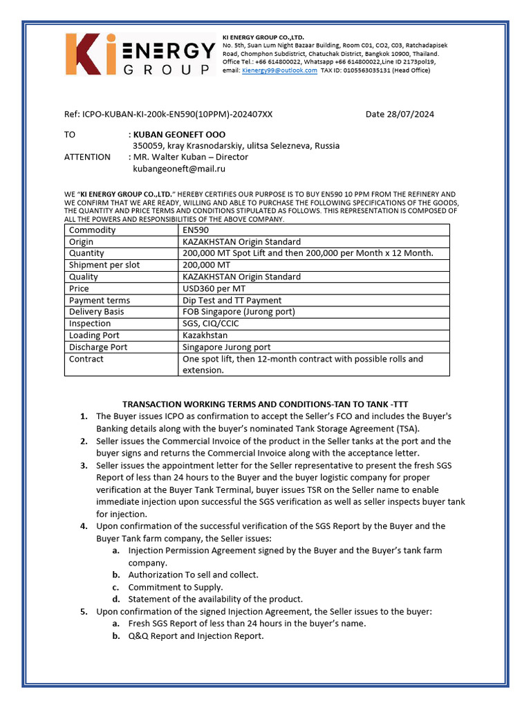 ICPO KUBAN KI 200k EN590 (10PPM) 202407XX | PDF