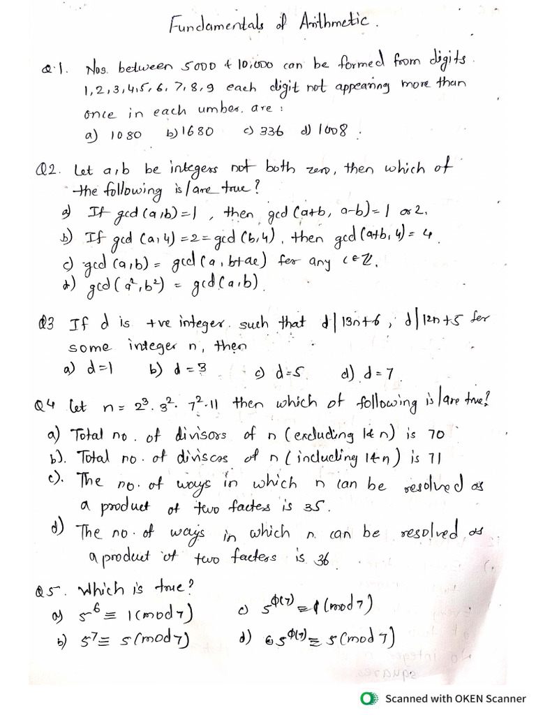 Fundamental Arithmetic | PDF