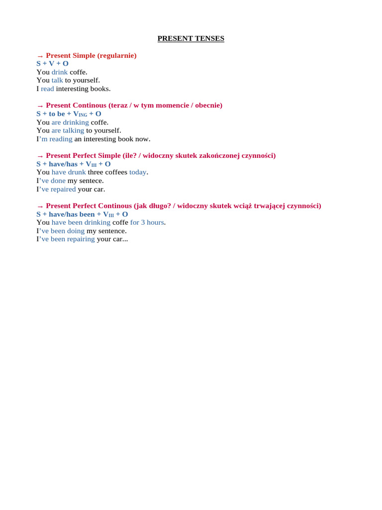 PRESENT TENSES | PDF