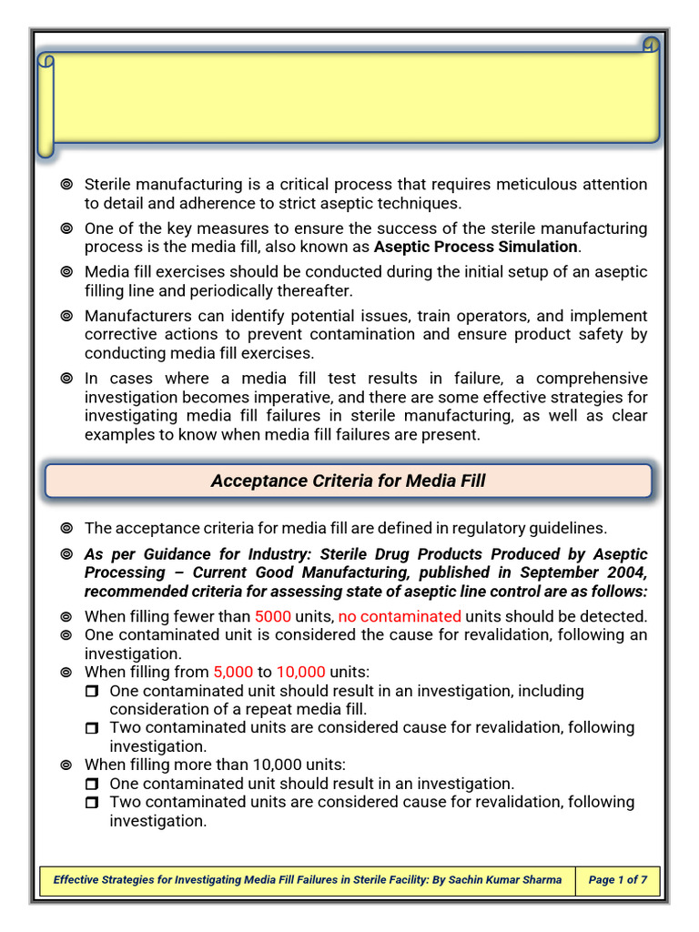 Investigating Media Fill Failures | PDF | Sterilization (Microbiology)