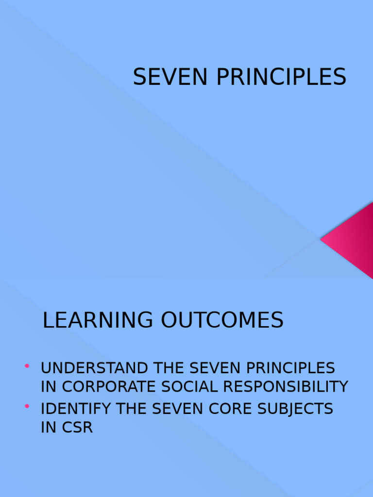 Seven Principles of Corporate Social Responsibility | PDF | Corporate ...