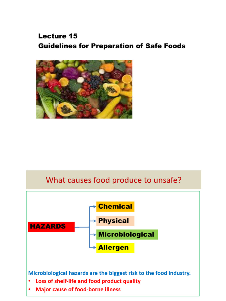 Class 13 Guidelines For Preparation of Safe Foods Compatibility Mode ...