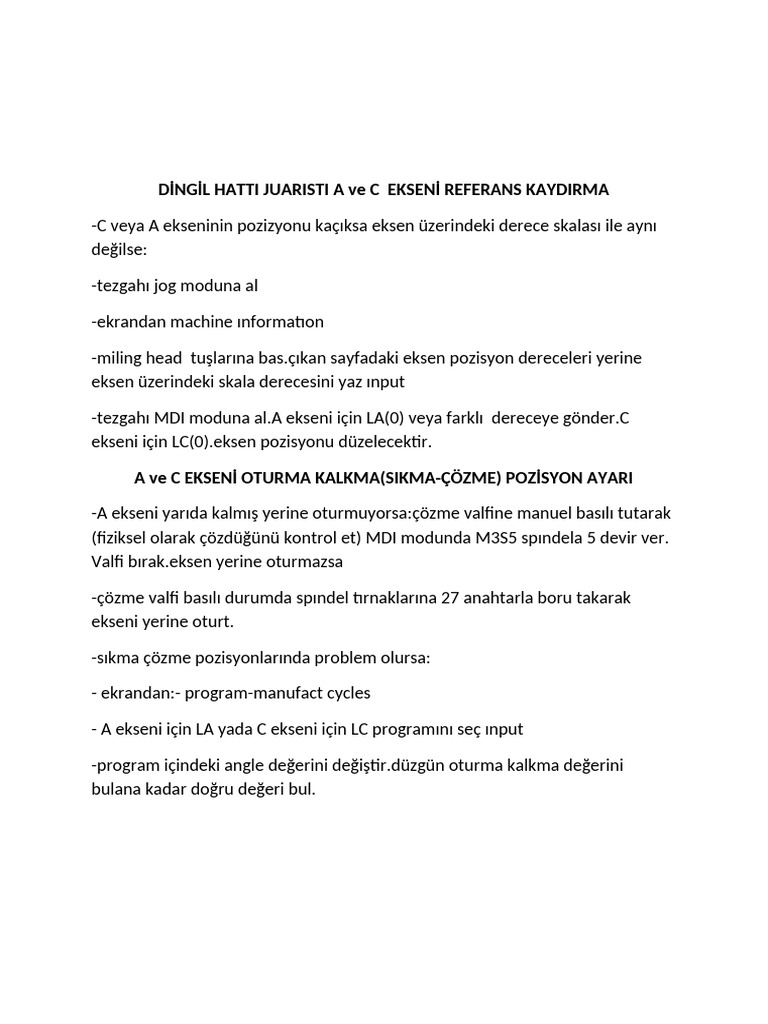 DİNGİL HATTI JUARISTI A Ve C EKSENİ REFERANS KAYDIRMA | PDF
