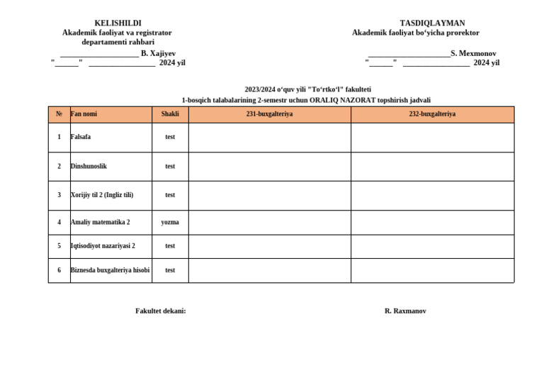 1 Kurs Buxgalteriya Hisobi Va Autid Tarmoqlar Bo'yicha Oraliq Nazorat | PDF