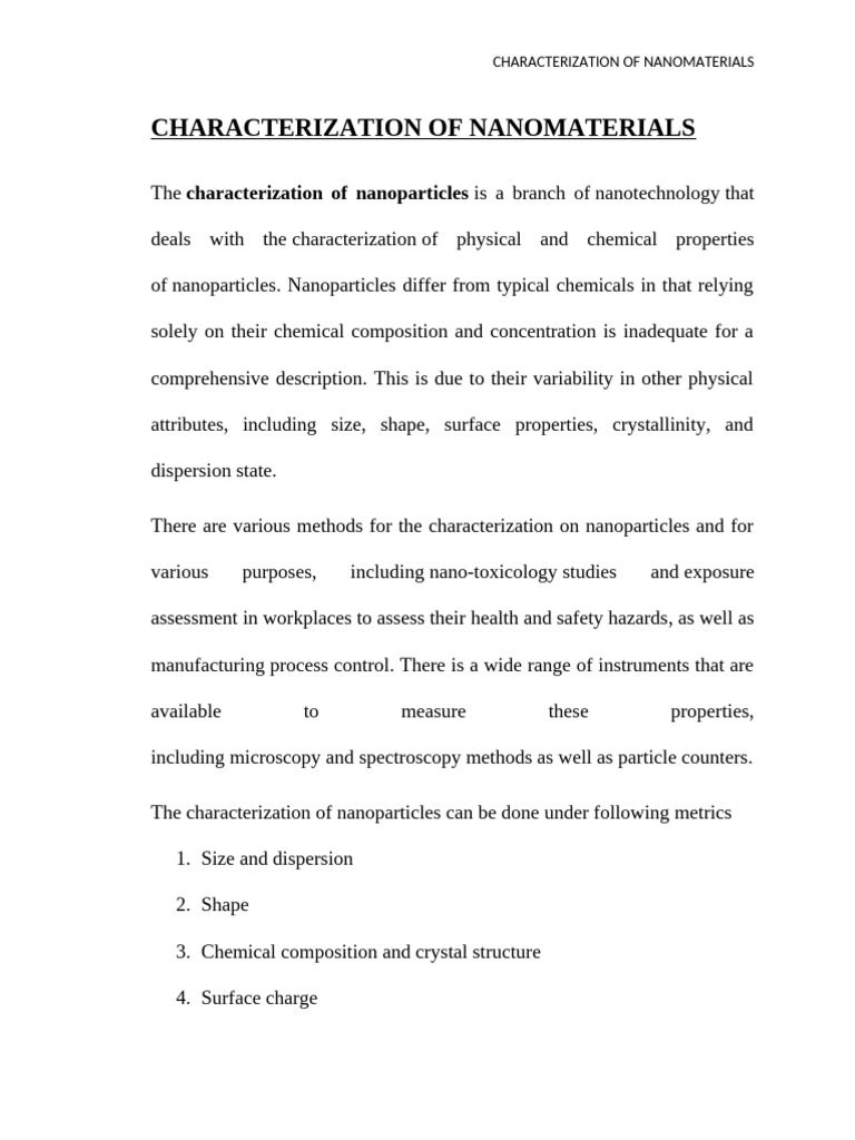 Nanoparticle Characterization Methods | PDF | Nanoparticle | Nanomaterials