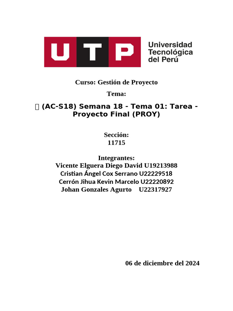 G13 - S18 Proyecto Final | PDF | Scrum (desarrollo de software) | Business