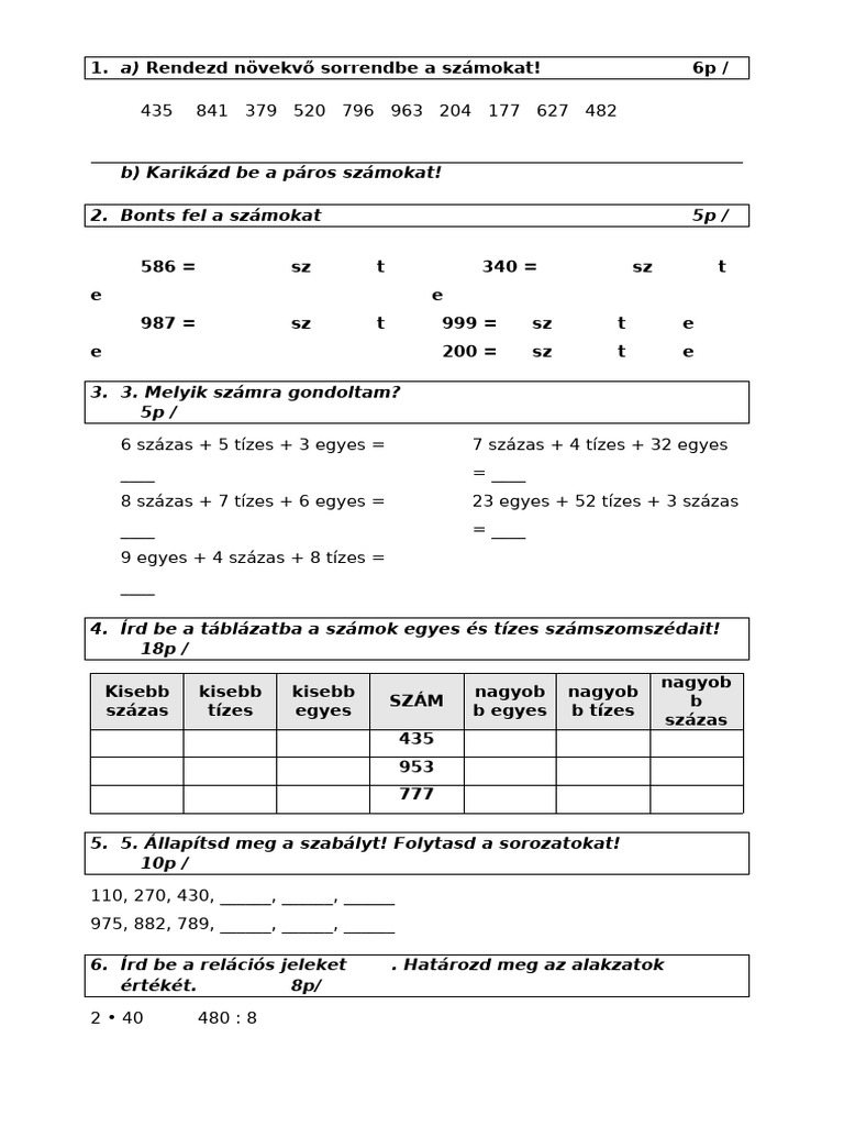 Nórika Matek Feladatlap Apa | PDF
