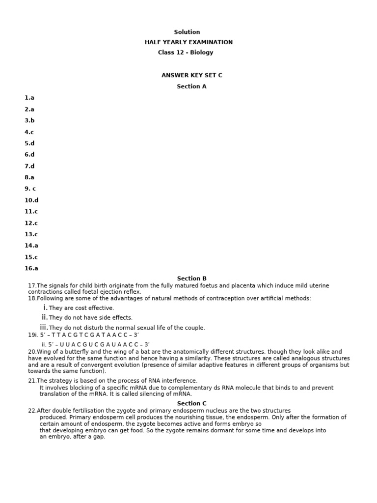 Biology Grade 12 Set C Key | PDF | Meiosis | Restriction Enzyme