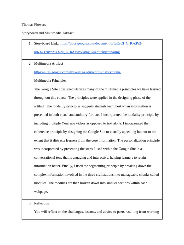 Multimedia Storyboard & Reflection | PDF