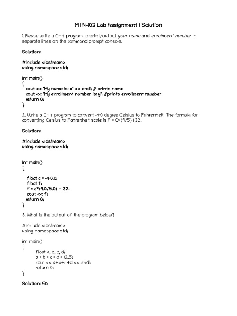 Assignment1 Solution | PDF