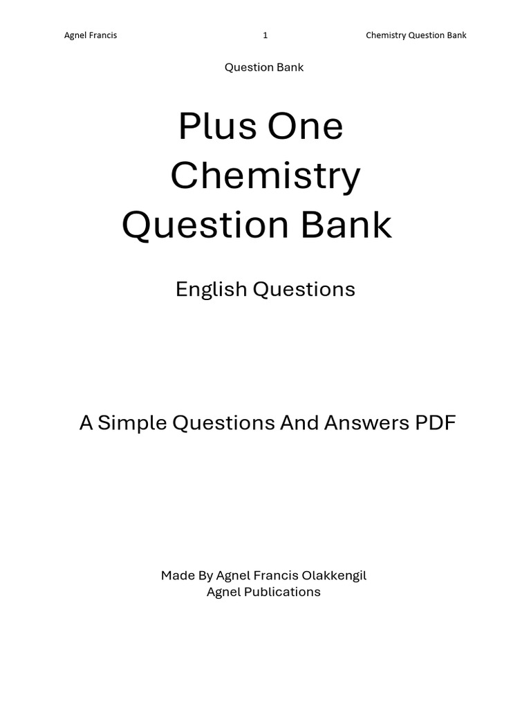 Plus One Chemistry Question Bank | PDF | Chemical Equilibrium | Chemistry