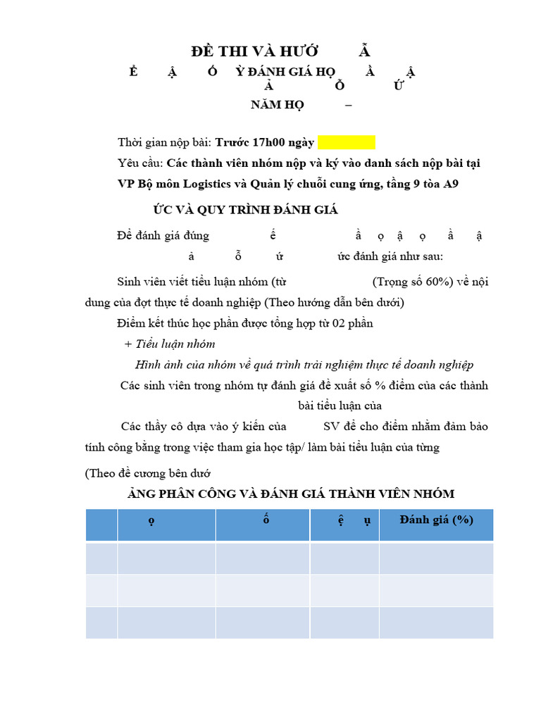 Hướng Dẫn Tiểu Luận Cuối Kỳ - nhập Môn Logistics Khóa 18 | PDF