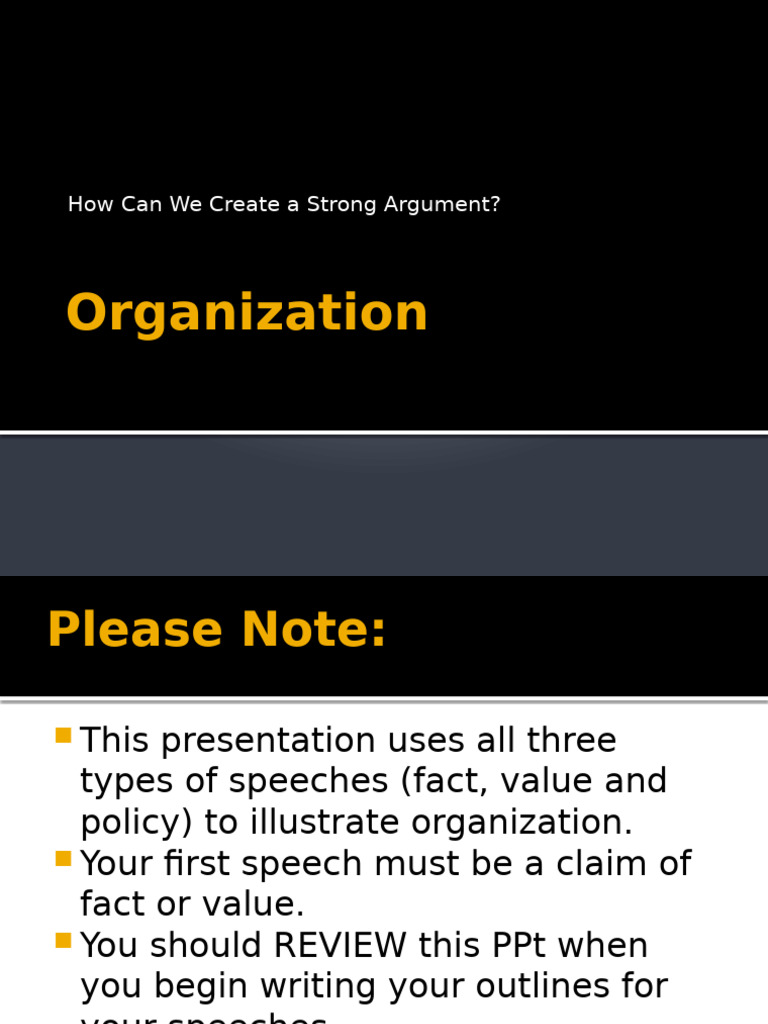 Organizing Effective Arguments in Speeches | PDF