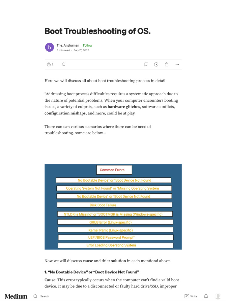 OS Boot Troubleshooting Guide | PDF | Booting | Bios