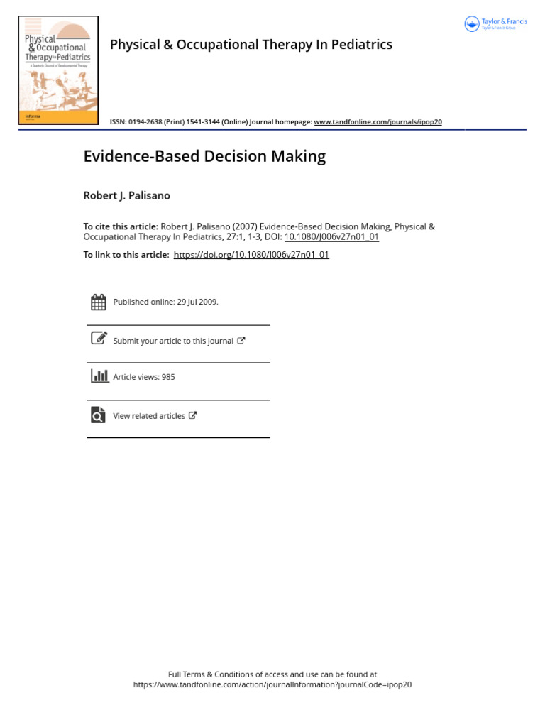 Evidence-Based Decision Making (Medical) | PDF | Evidence Based ...