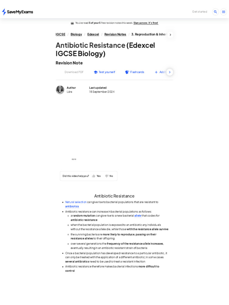 Antibiotic Resistance - IGCSE Biology Revision Notes | PDF ...