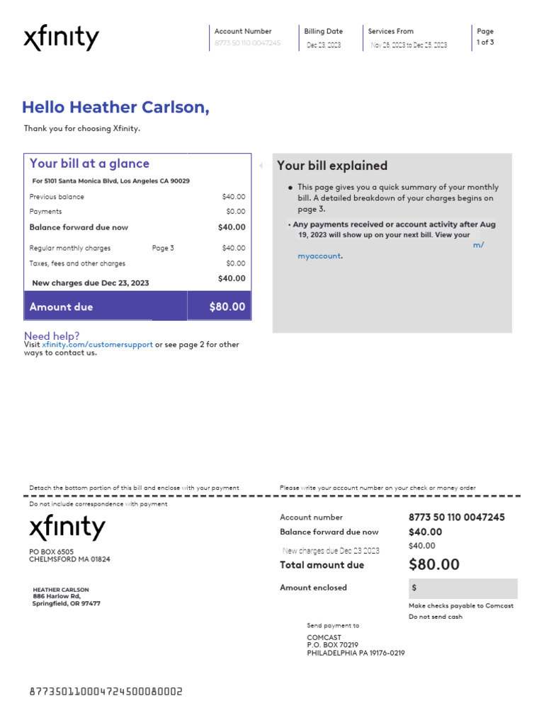xfinity bill | PDF | Service Industries