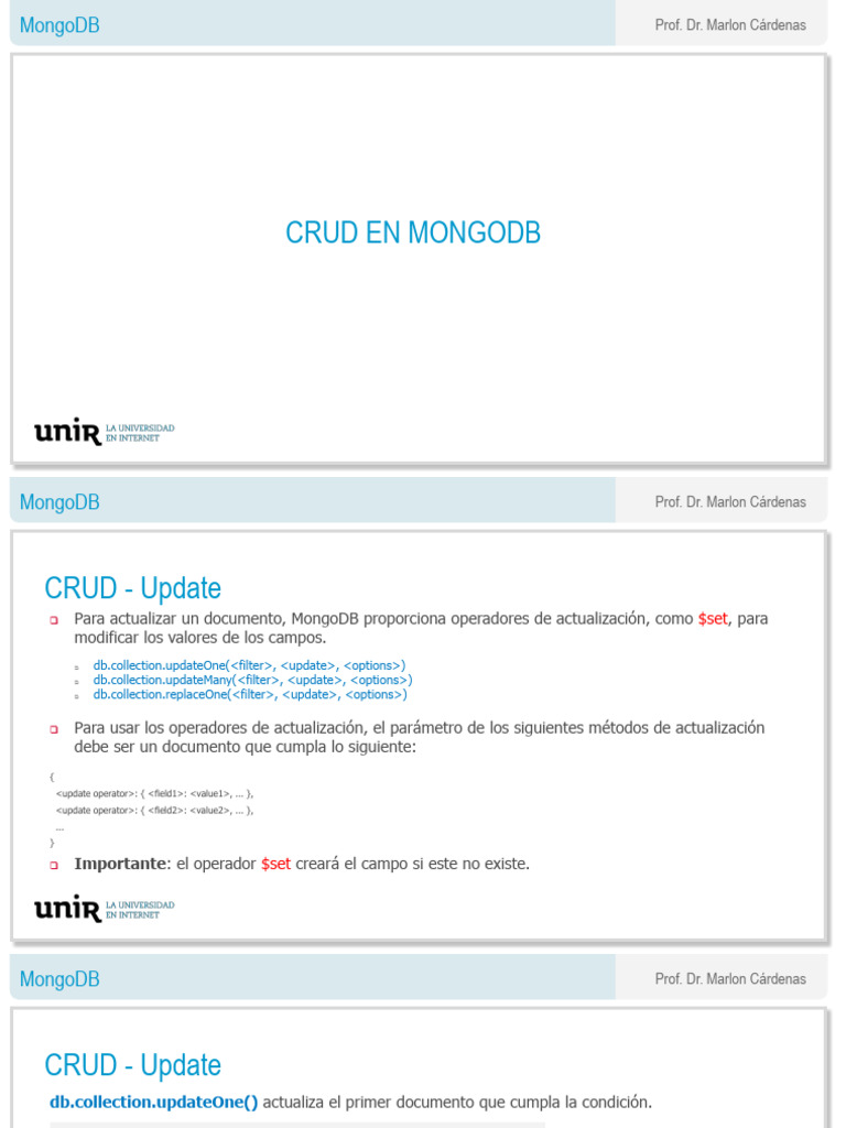 Tema 3 Mongodb Crud Ii Pdf Mongo Db Informática