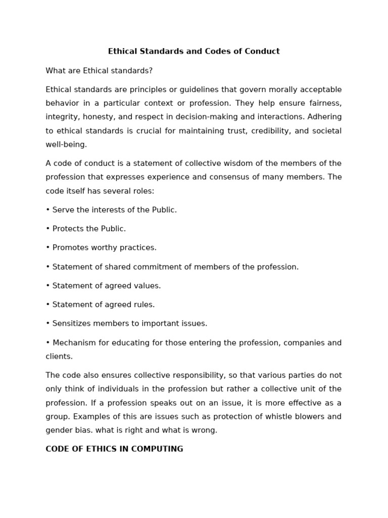 Ethical Standards and Codes of Conduct | PDF | Computer Security | Security