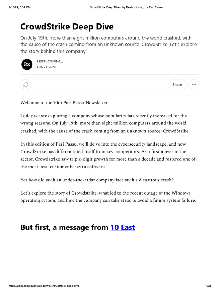 CrowdStrike Deep Dive - by Restructuring - Pari Passu | PDF | Security ...