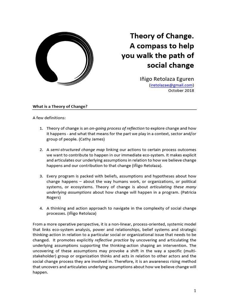Theory of Change A Compass To Help You W | PDF | Social Psychology ...