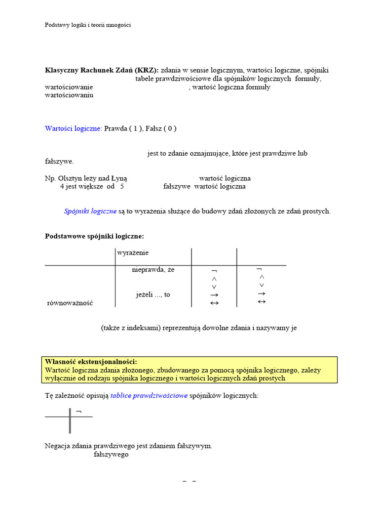 Podstawy Logiki 01 Mat PL1 Tautologie (1) Edited | PDF