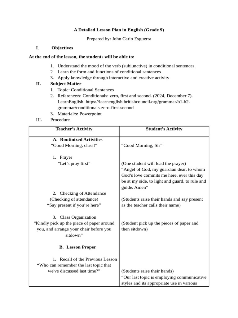 DLP Conditional Sentences | PDF | Linguistics | Grammar