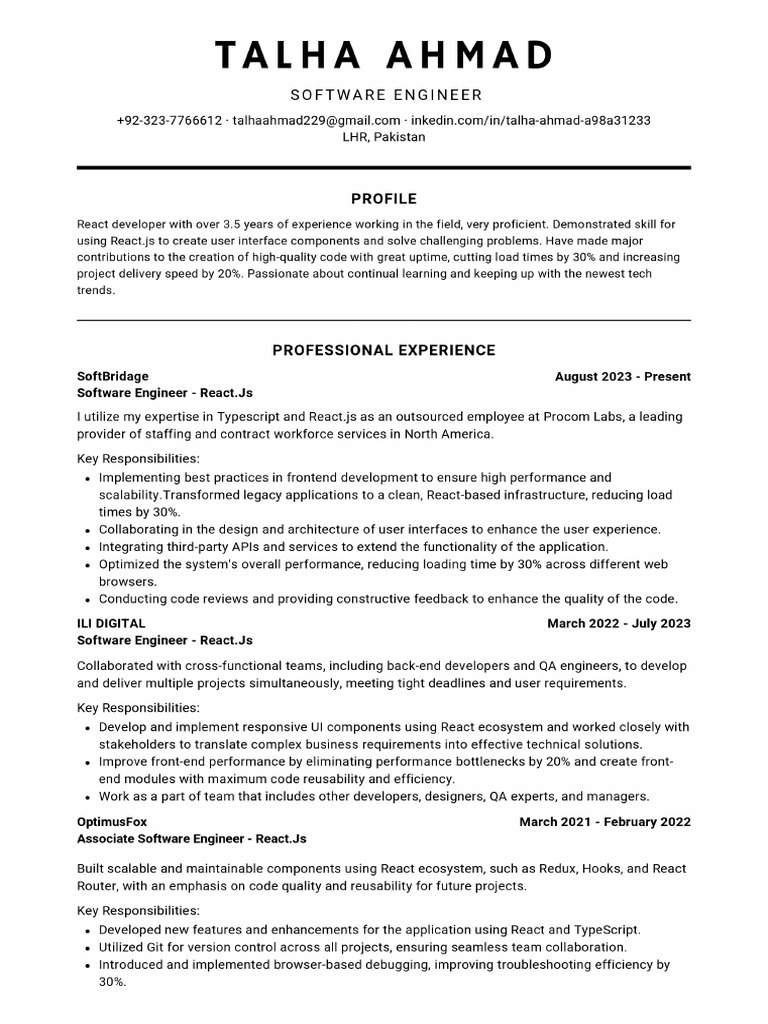 Talhaahmad229@gmail Com+resume | PDF