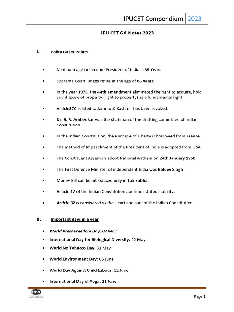 Ipu Cet Ga Note File | PDF