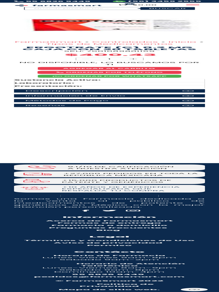 Ergotrate (C) 0.2 MG 20 Tabletas Precio México Farmasmart | PDF