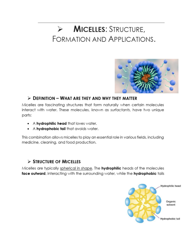 Understanding Micelles: Structure & Uses | PDF | Surface Science ...