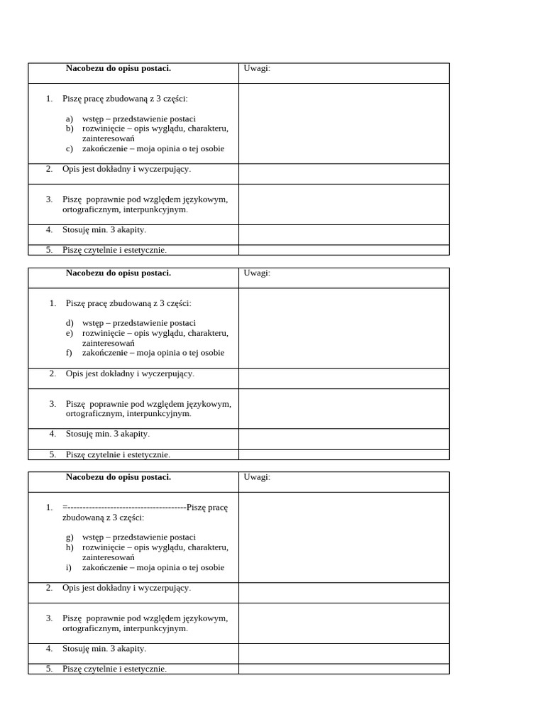 Nacobezu Do Opisu Postaci | PDF