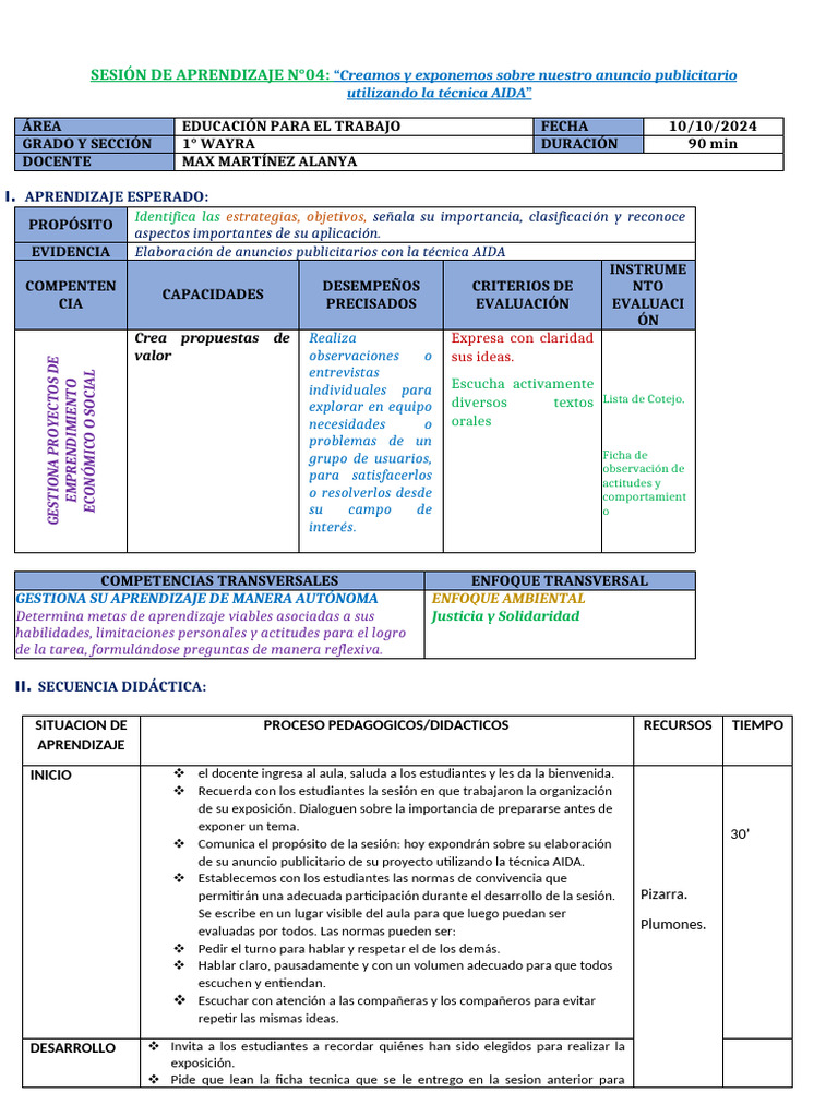 Ept - 1 - Und - 6 - Ses - 05 | PDF | Aprendizaje | Publicidad